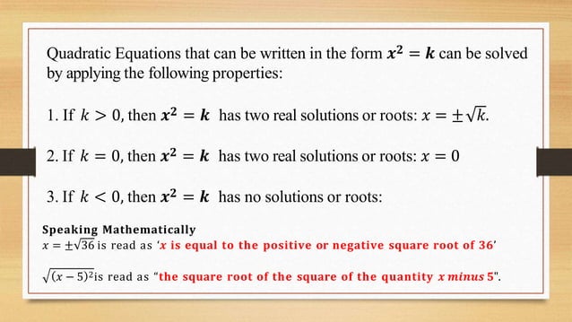 Quadratic Equation by Extracting Square Roots.pptx | Physics | Science