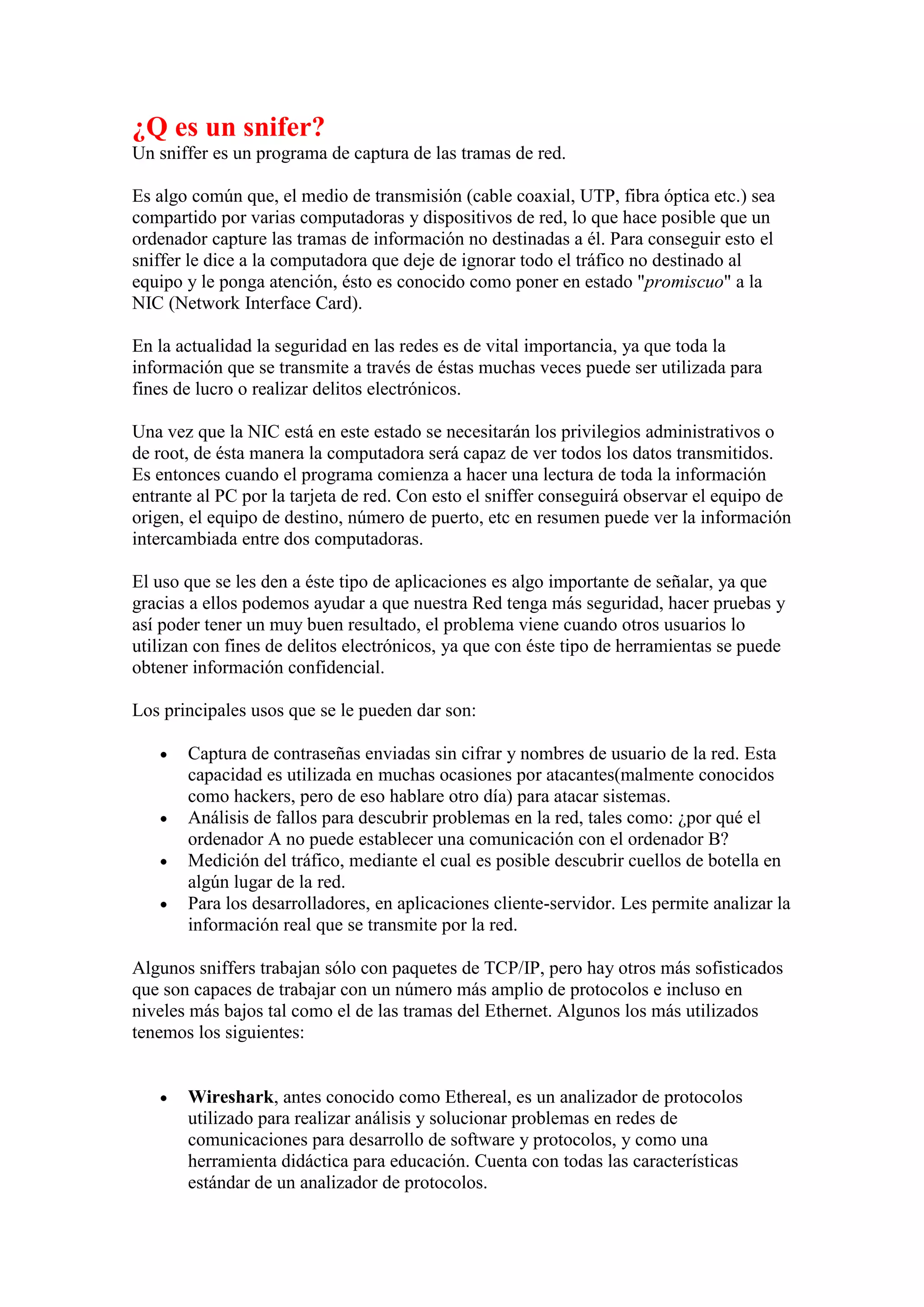 Q es un snifer | DOCX