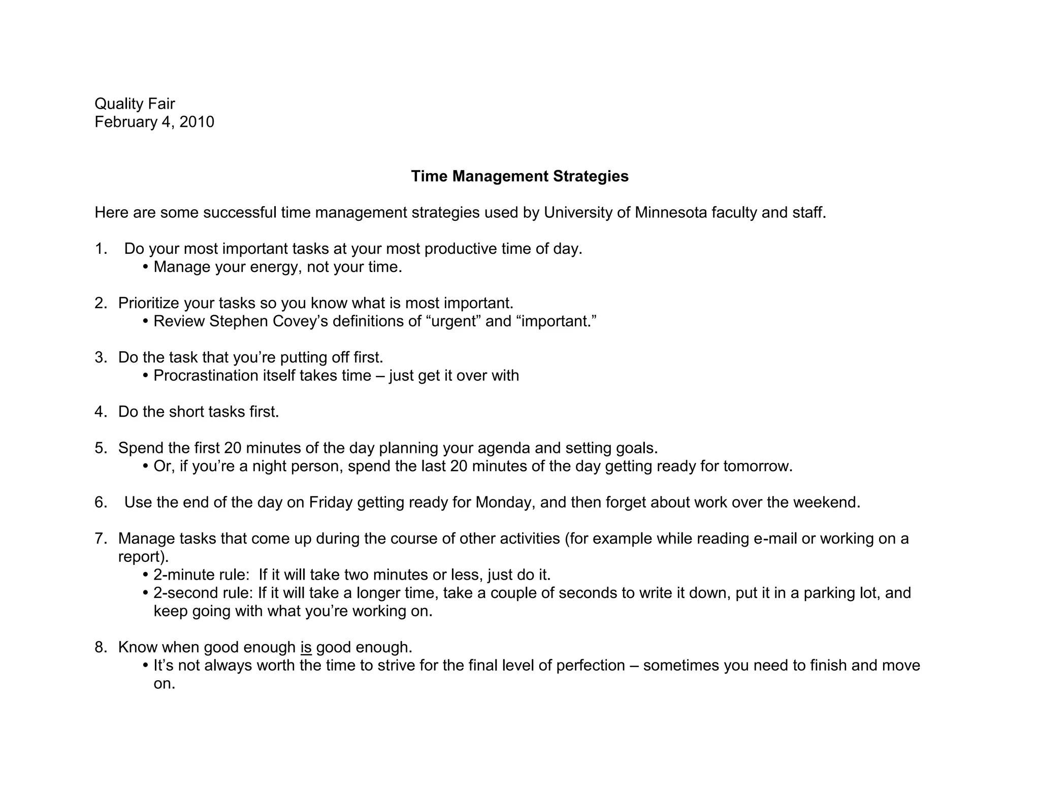 Time Management Strategies Ppt