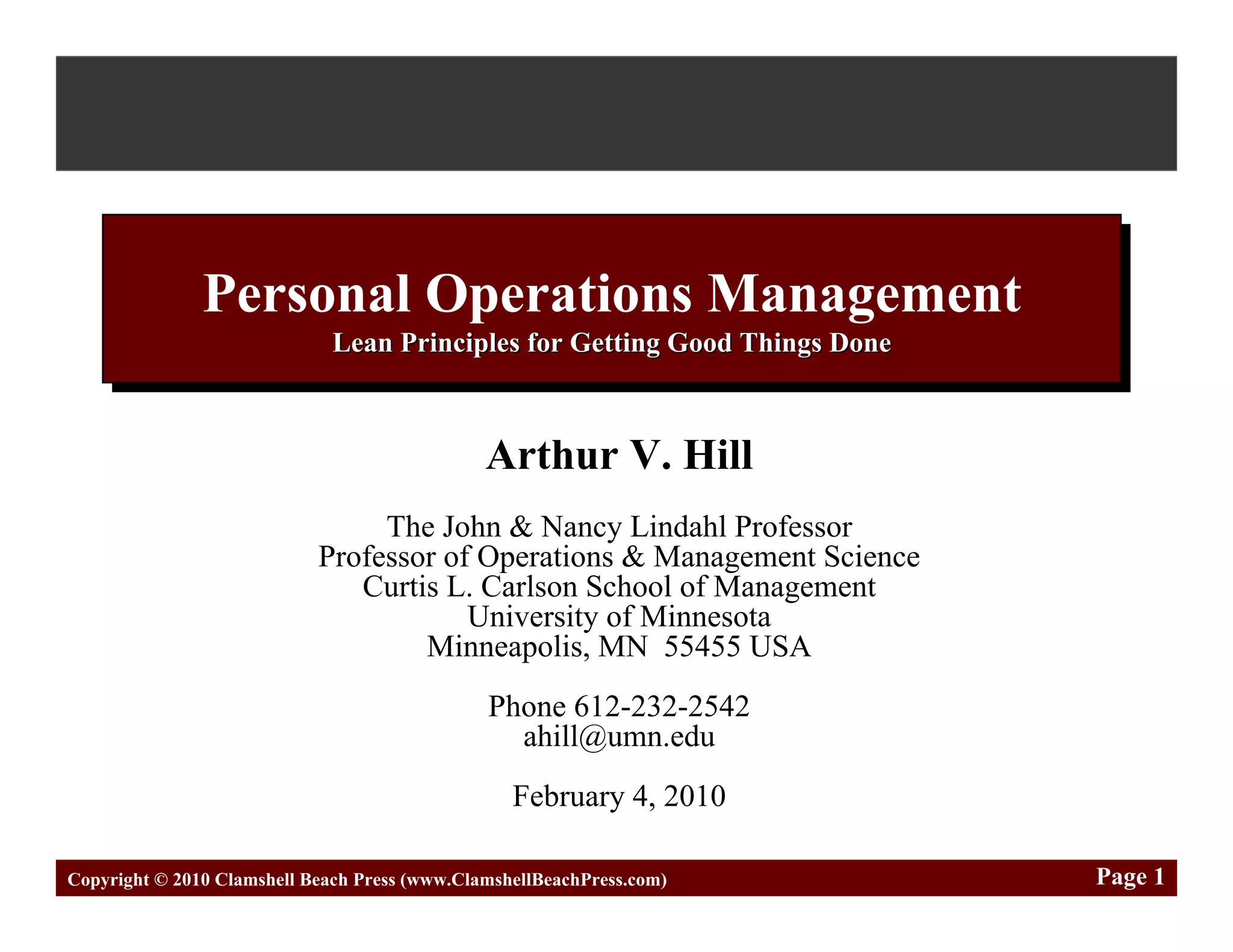Personal Operations Management | PDF