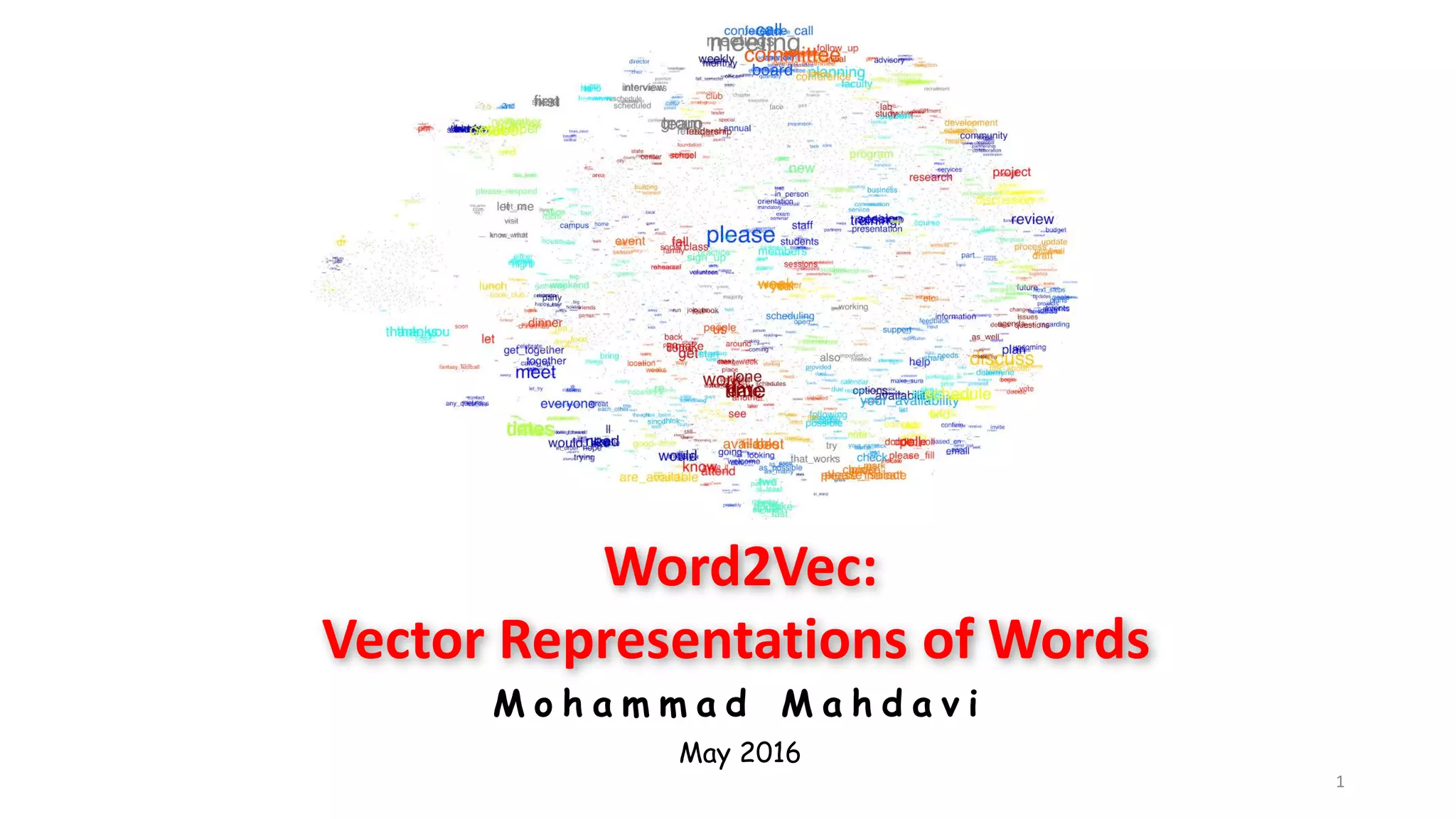 Word2Vec: Vector presentation of words - Mohammad Mahdavi | PPT