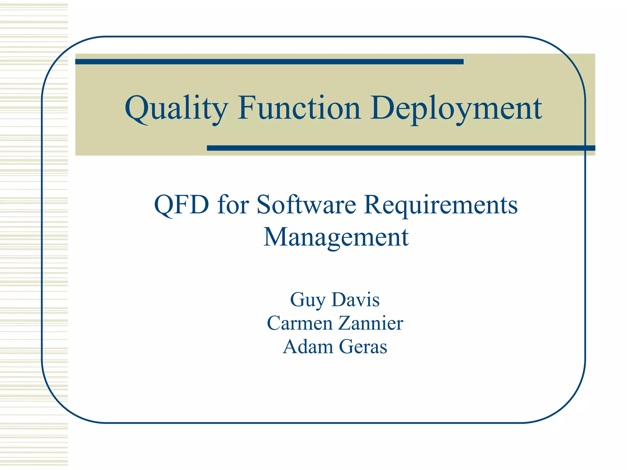Quality Function Deployment | ZIP