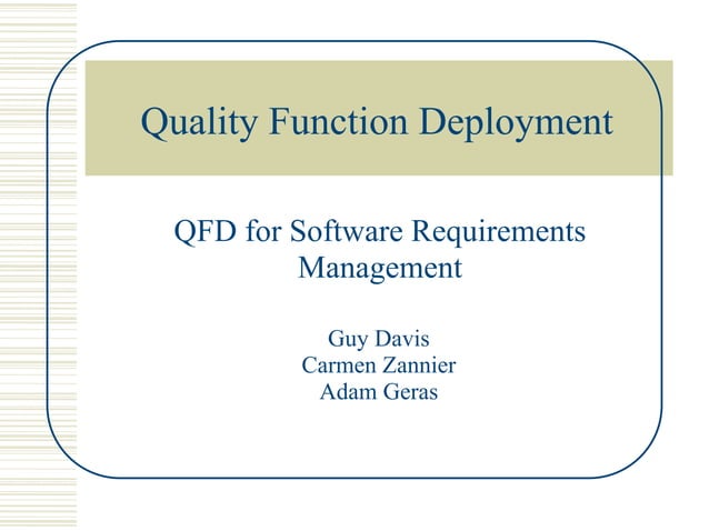 Quality Function Deployment | ZIP | Technology & Computing