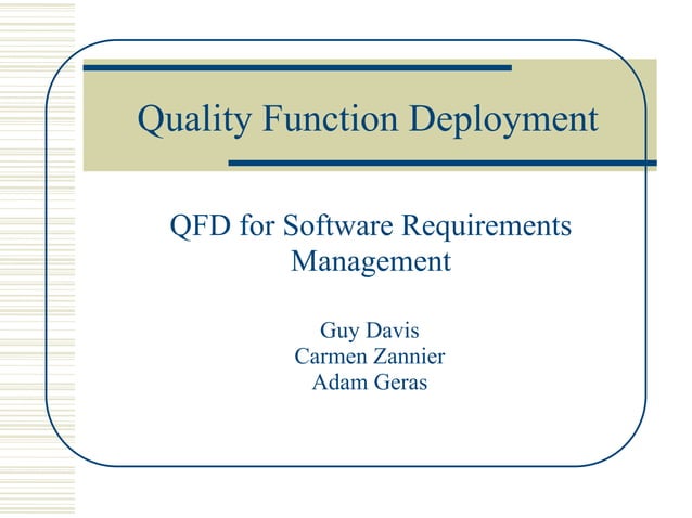 Quality Function Deployment | ZIP | Technology & Computing