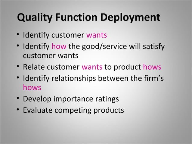 Quality Function Development | PPT
