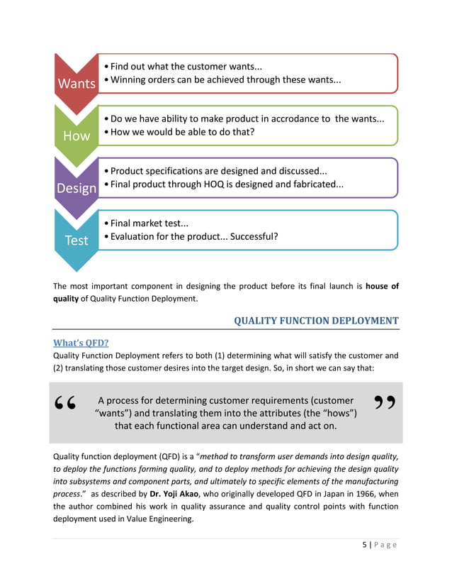 Qfd example | PDF | Business | Business and Finance