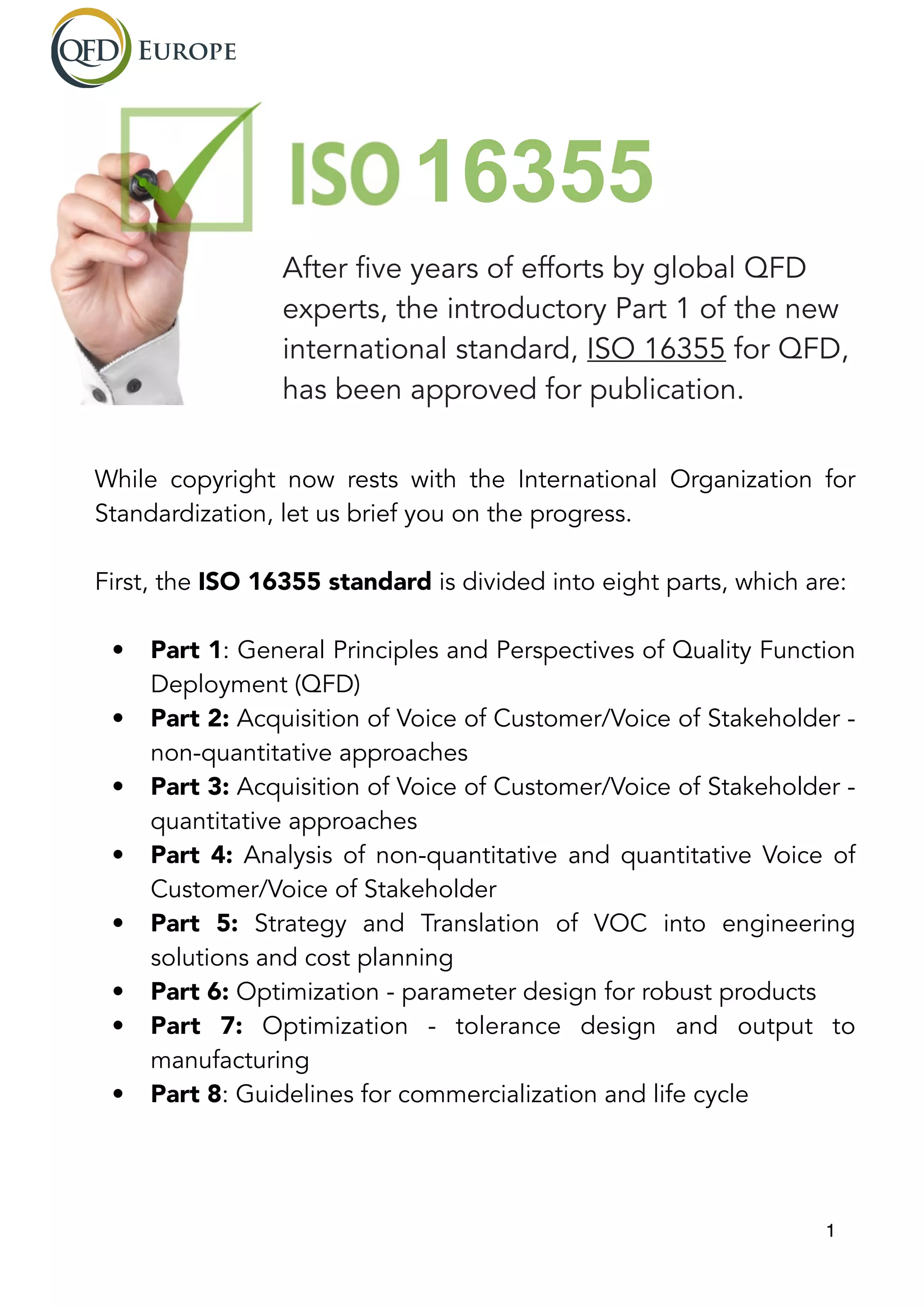 ISO standard 16355 for QFD | PDF