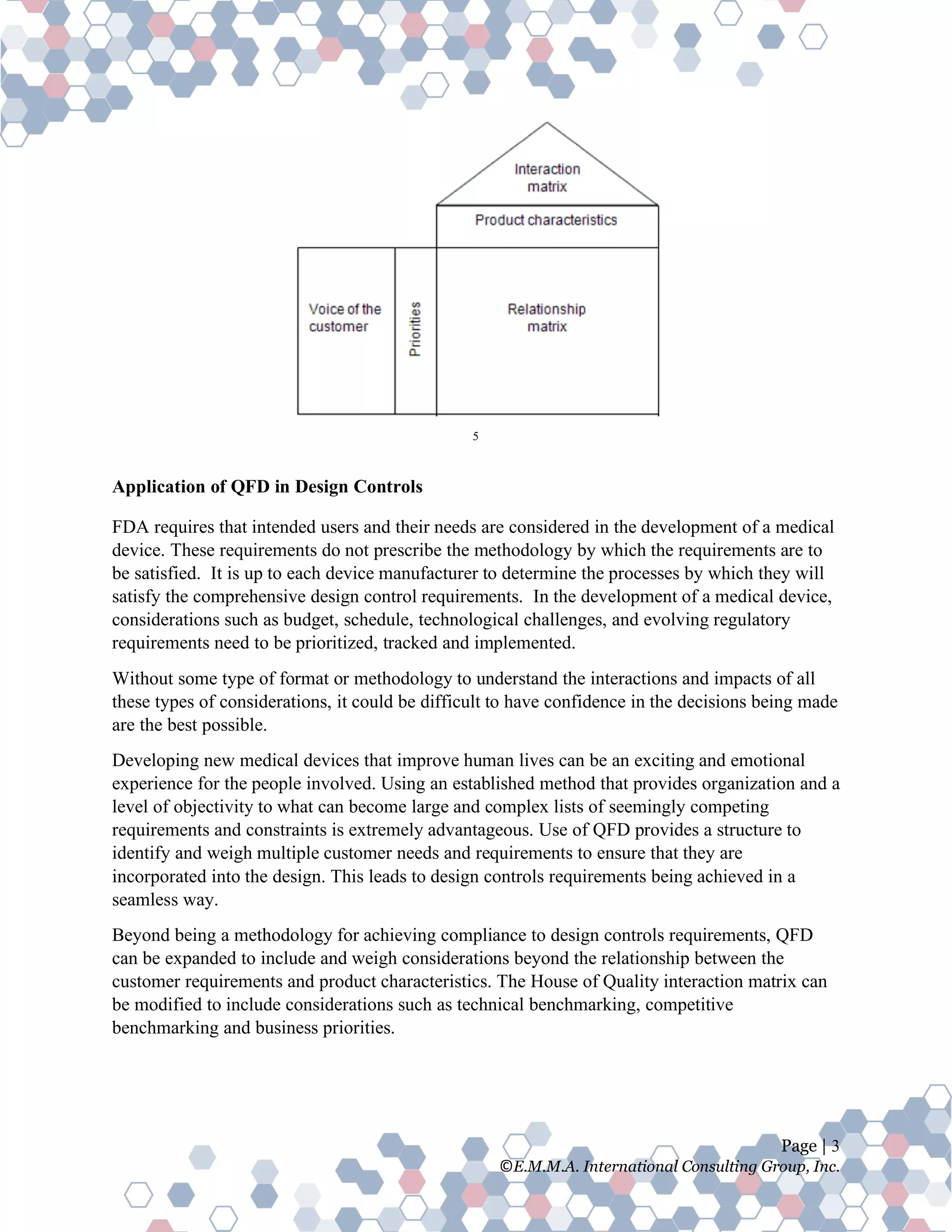 Quality Function Deployment (QFD) for Design Controls | PDF