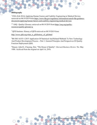 Quality Function Deployment (QFD) for Design Controls | PDF