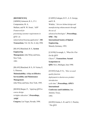 QFD journal review (integrate logistics into system design) | PDF