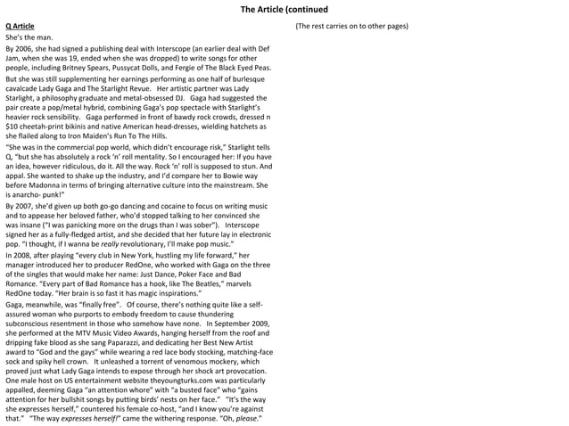 Q Feature Article Analysis | PPT