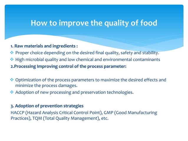 concept of food quality | PPTX