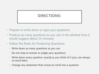 Question Formulation for S, U, S Characters | PPT