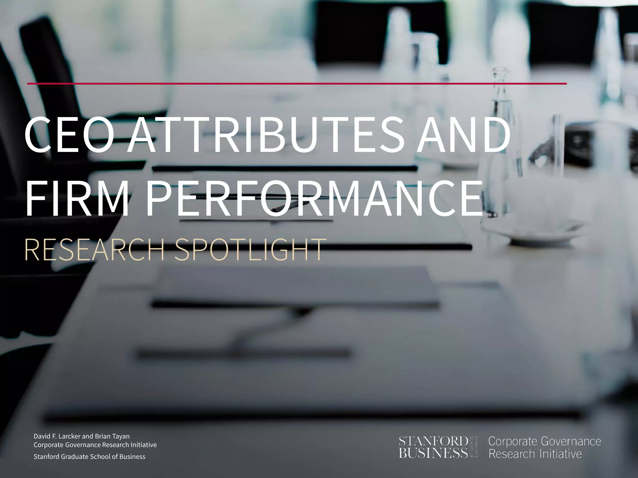 CEO Attributes and Firm Performance | PPT
