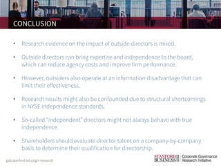 Independent and Outside Directors | PDF | Business Accounting & Finance ...