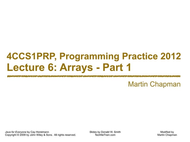 An Introduction To Programming In Java Arrays Ppt