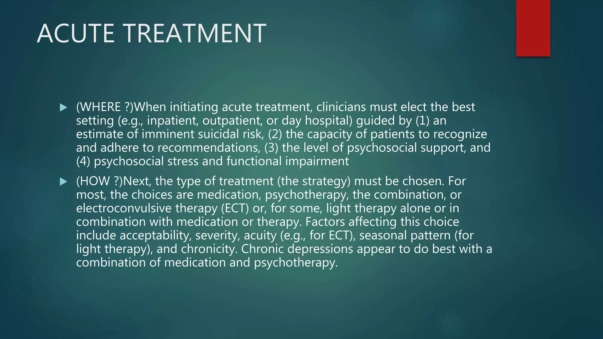 Management of depression | PPTX