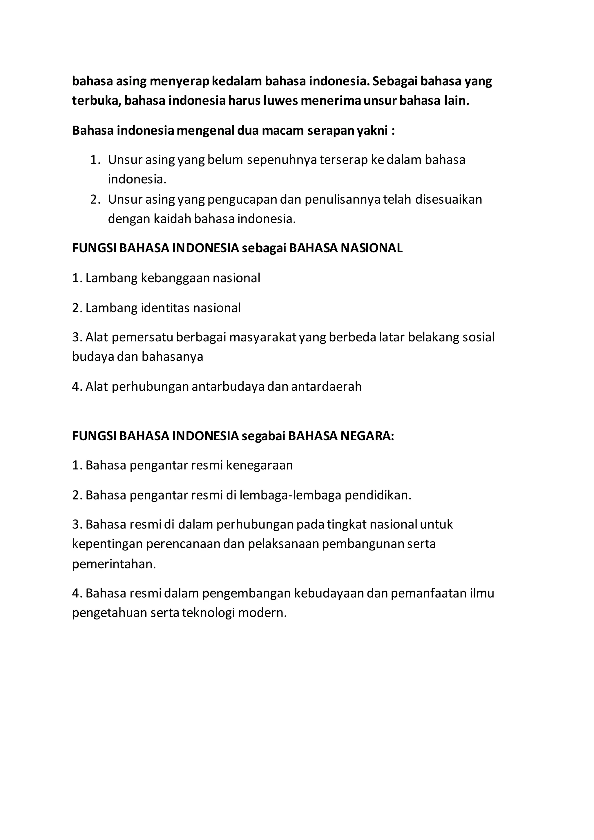 Pengertian bahasa indonesia | DOCX