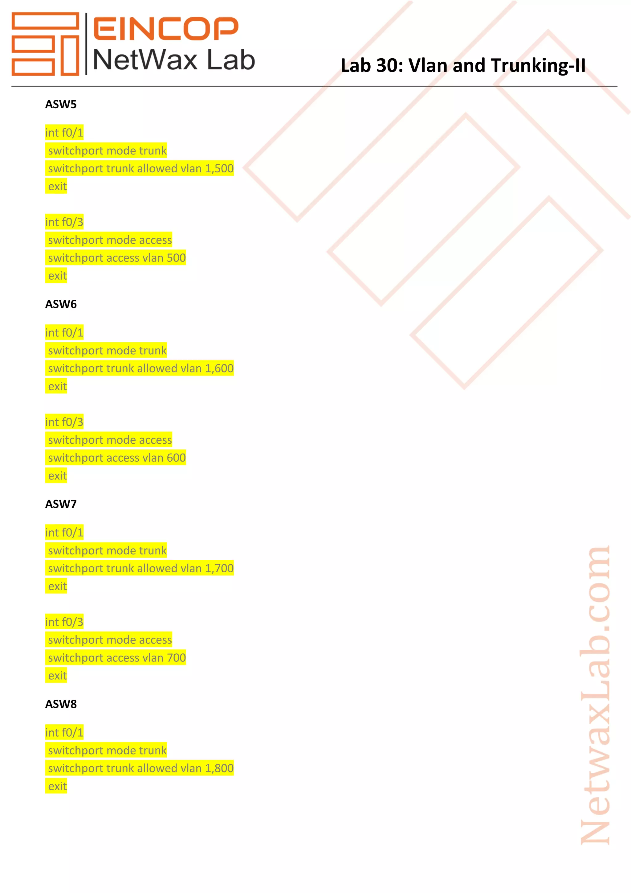 Eincop Netwax Lab: Vlan and Trunking ii | PDF | Computer Networking | Computing