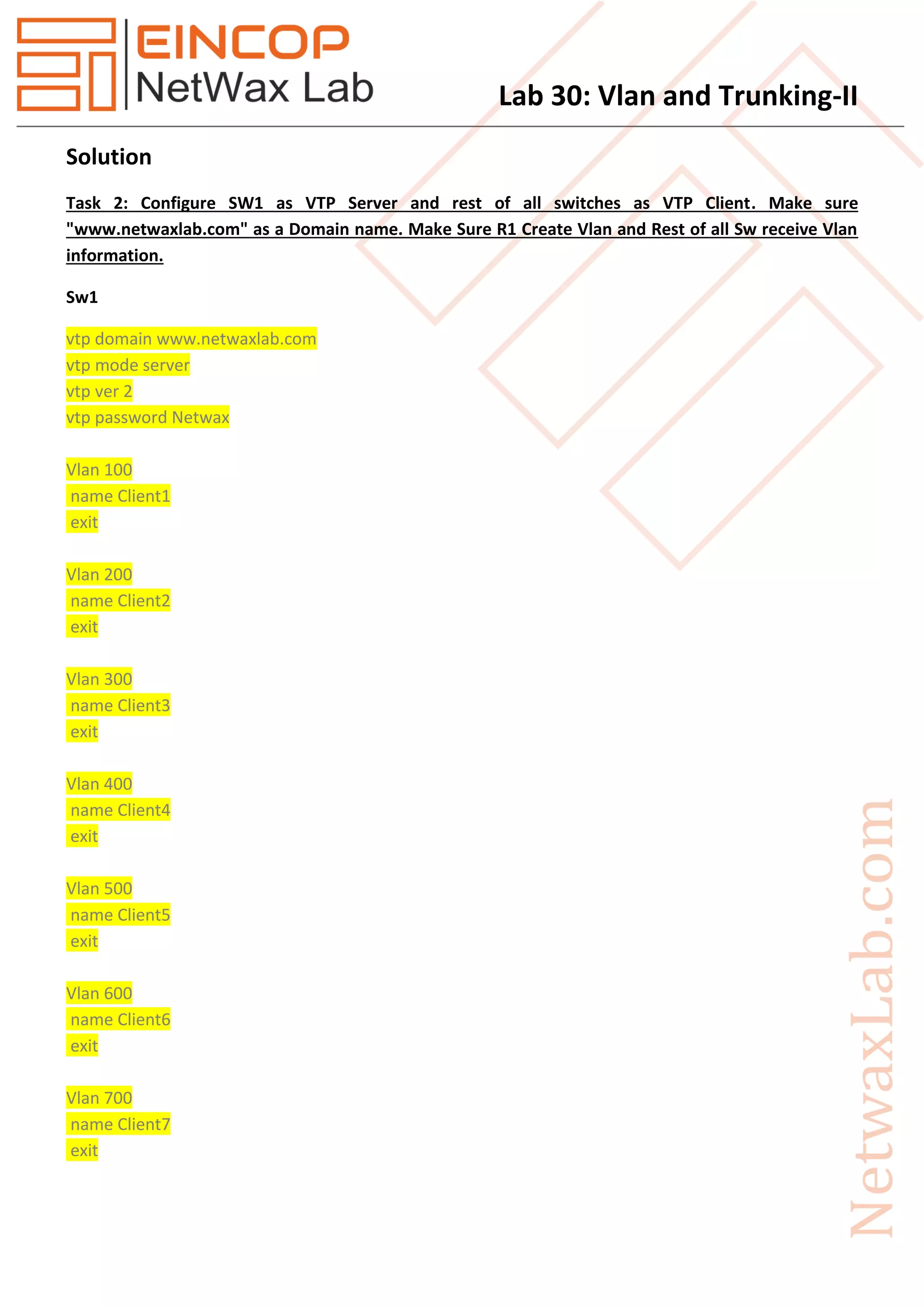 Eincop Netwax Lab: Vlan and Trunking ii | PDF | Computer Networking | Computing