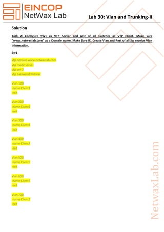 Eincop Netwax Lab: Vlan and Trunking ii | PDF | Computer Networking | Computing