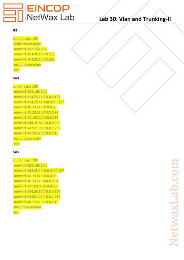 Eincop Netwax Lab: Vlan and Trunking ii | PDF