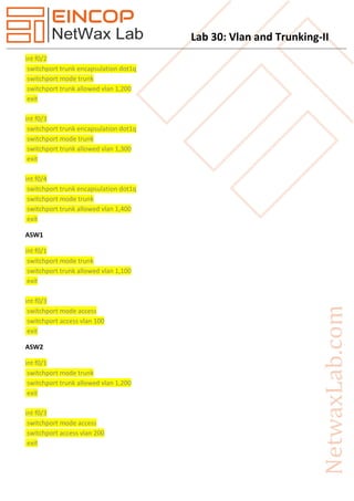 Eincop Netwax Lab: Vlan and Trunking ii | PDF | Computer Networking ...