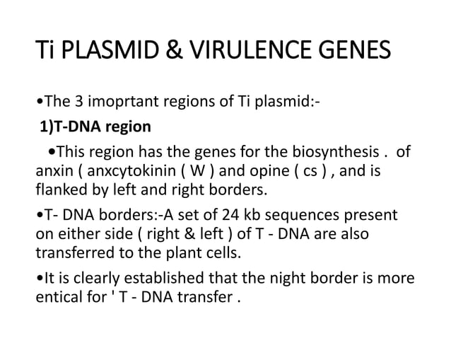 Ti plasmid | PPTX | Biological Sciences | Science