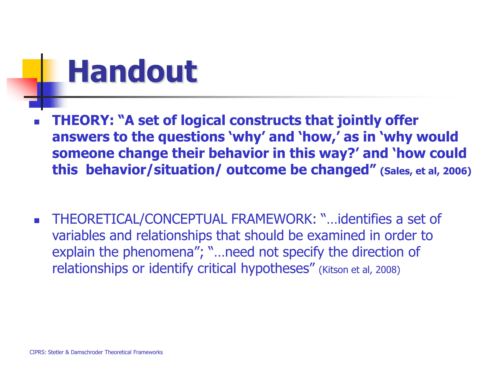 Implementation Research TheoreticalFamework.ppt