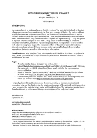 Qiang 羌 references in the book of han 汉书 part 1 | PDF