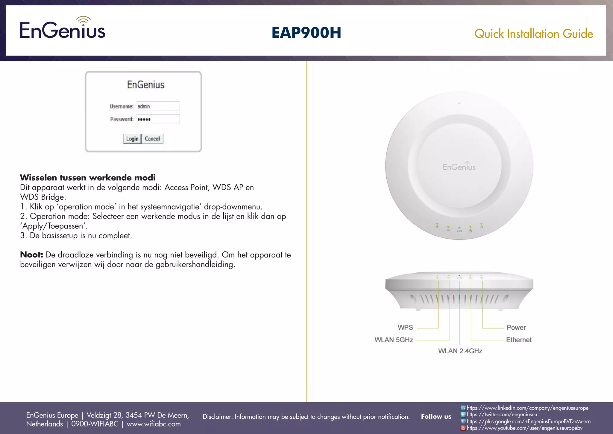 Quick Installation Guide EAP900H Dutch | PDF | Technology & Computing
