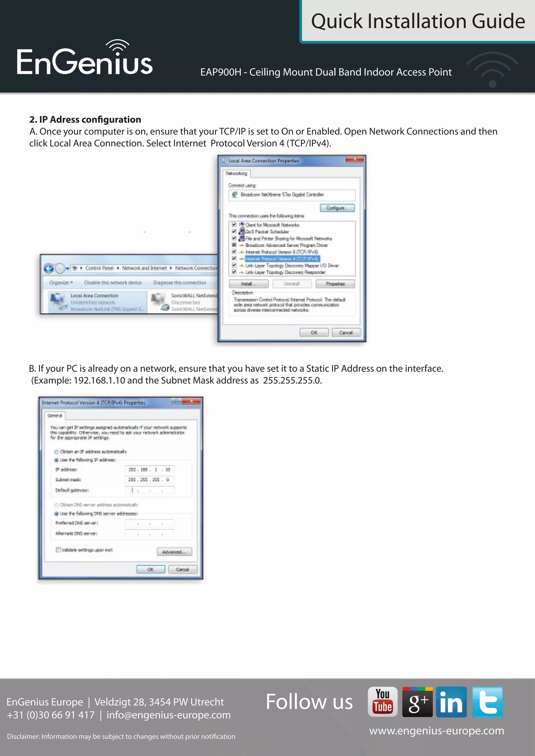 Quick Installation Guide EnGenius EAP900H | PPT