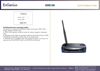 Quick Installation Guide ECB150 English | PPT