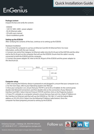 Quick Installation Guide EnGenius ECB350 | PDF