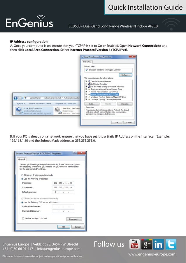 Quick Installation Guide EnGenius ECB600 | PDF