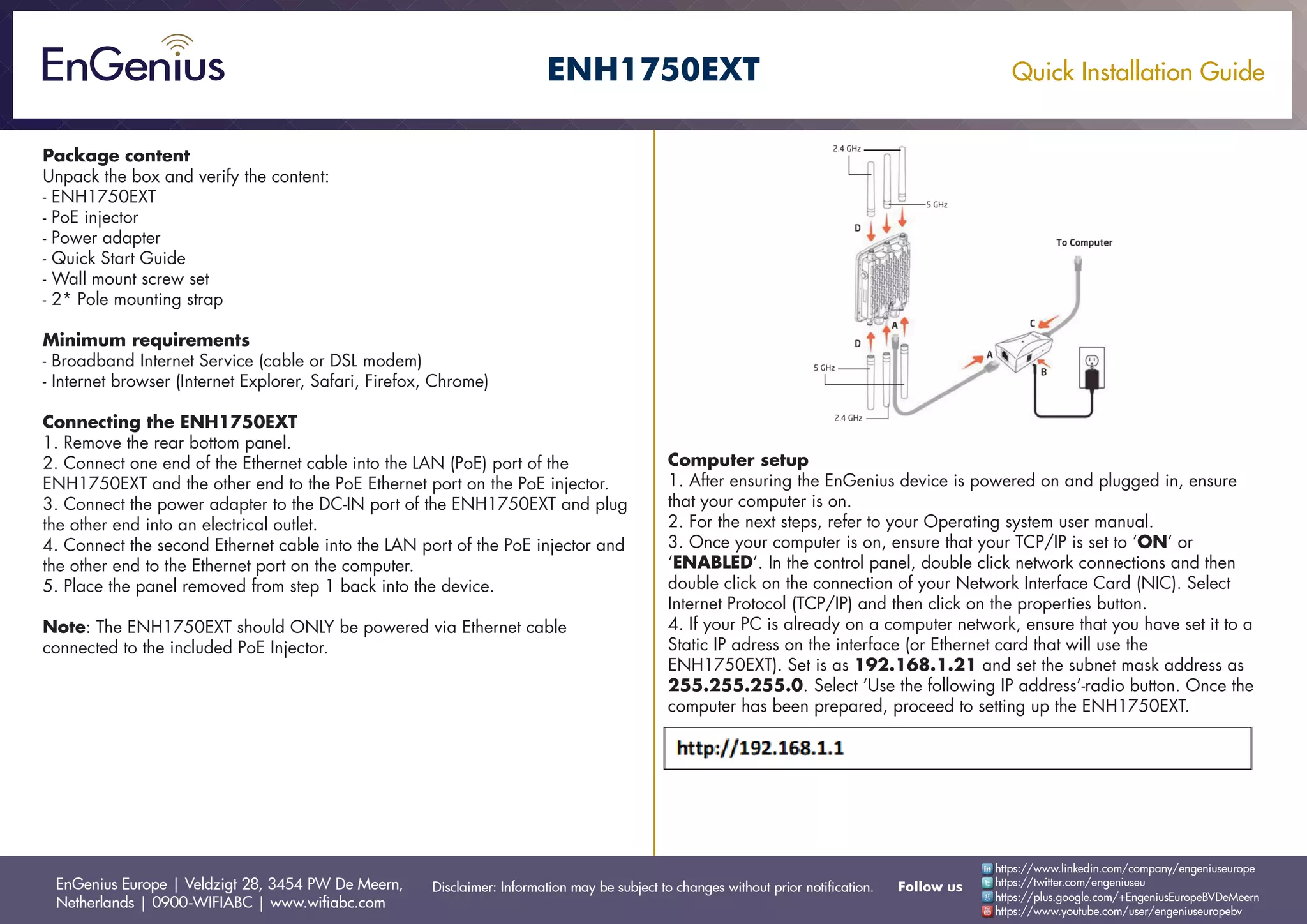 Quick Installation Guide ENH1750EXT English | PDF