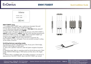 Quick Installation Guide ENH1750EXT English | PDF
