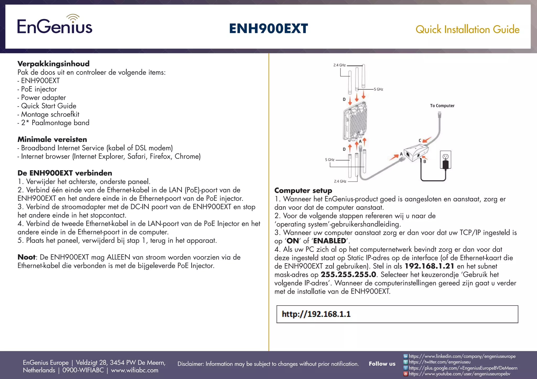 Quick Installation Guide ENH900EXT Dutch | PPT