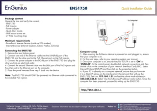 Quick Installation Guide ENS1750 English | PDF