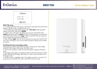 Quick Installation Guide ENS1750 English | PPT