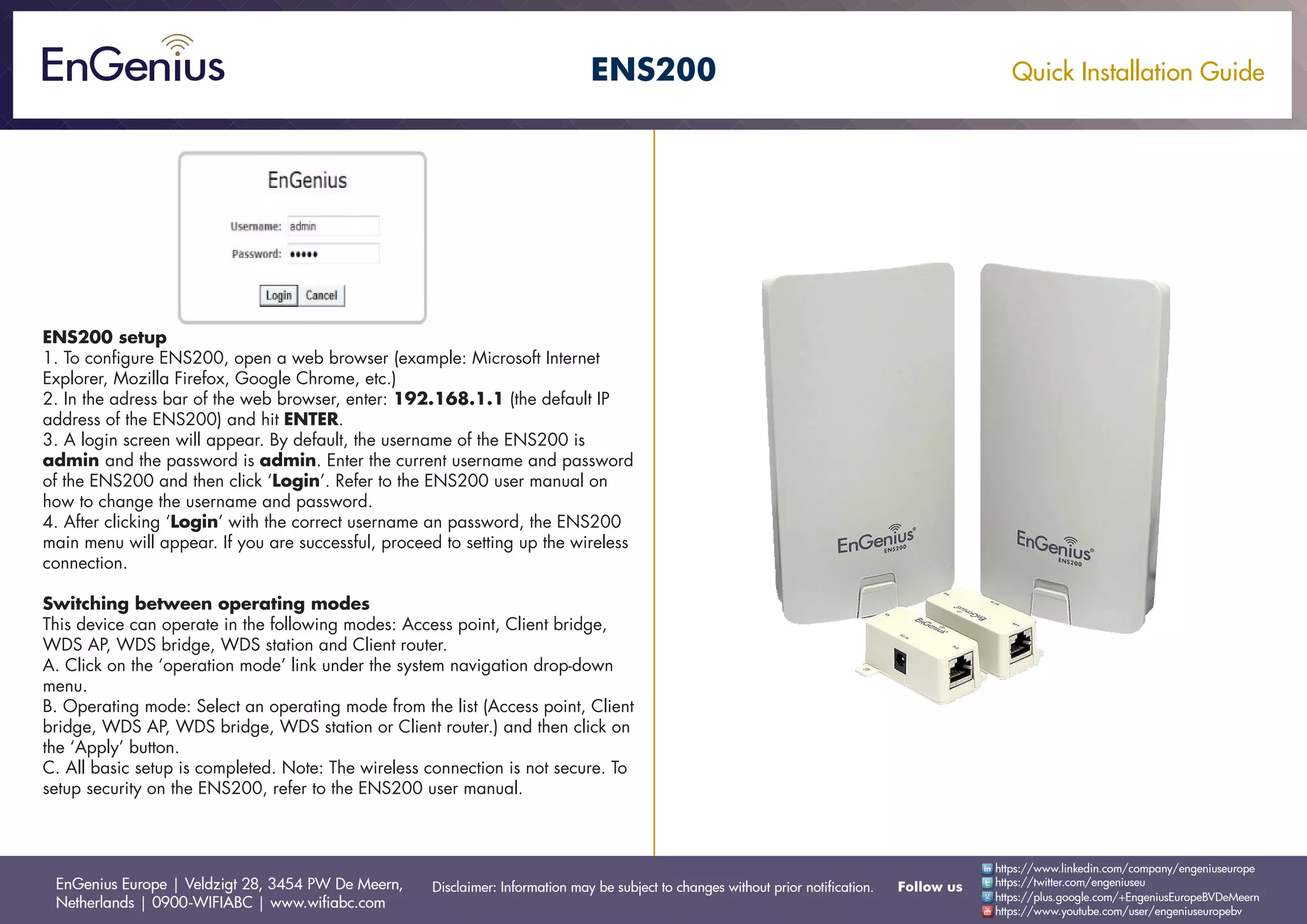 Quick Installation Guide ENS200 English | PDF | Computer Networking ...