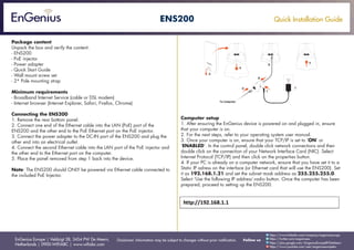 Quick Installation Guide ENS200 English | PDF