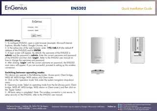 Quick Installation Guide ENS202 English | PDF