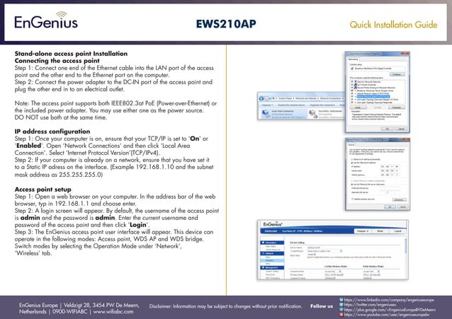 Quick Installation Guide EWS210AP English | PDF