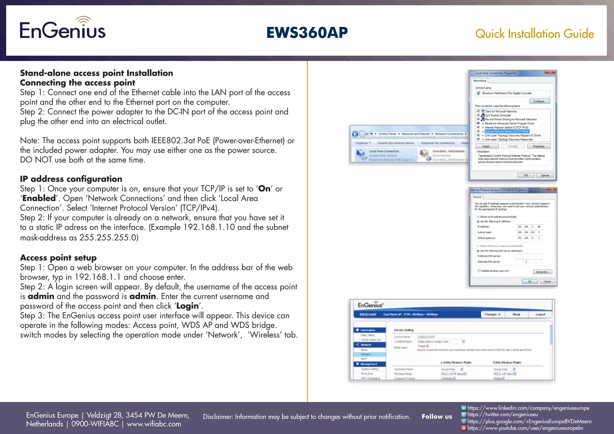 Quick Installation Guide EWS360AP English | PDF