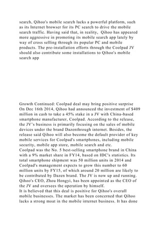 Qihoo. Qihoo 360 Technology Co. Ltd., headquartered in Beijing,.docx