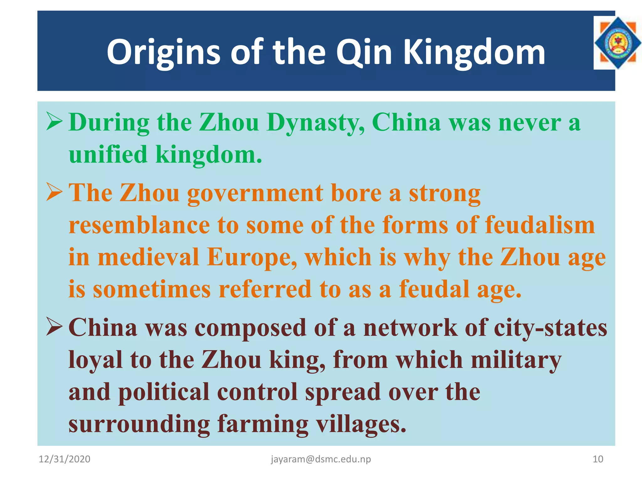 Qin dynasty unit 4 History and Culture | PPTX