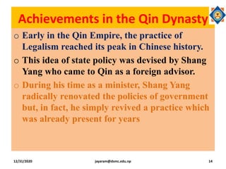 Qin dynasty unit 4 History and Culture | PPTX