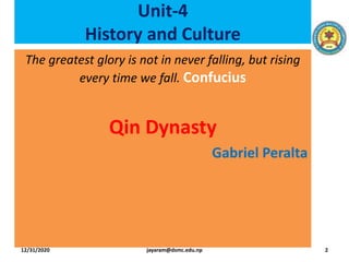 Qin dynasty unit 4 History and Culture | PPTX