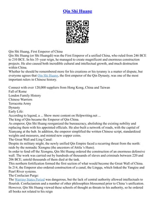 Qin Shi Huang | PDF | Religion & Spirituality